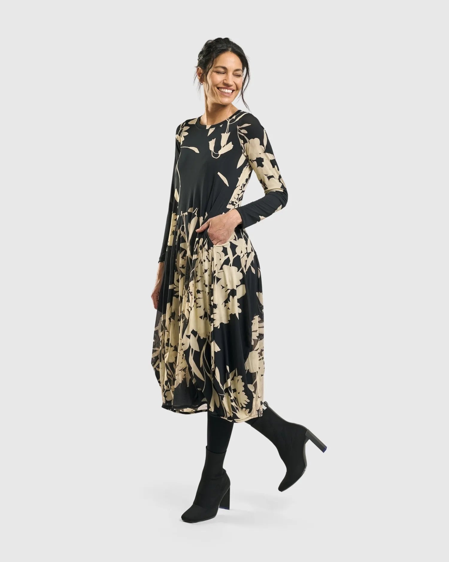 Amber Cocoon Dress, Floral – Alembika U.S.