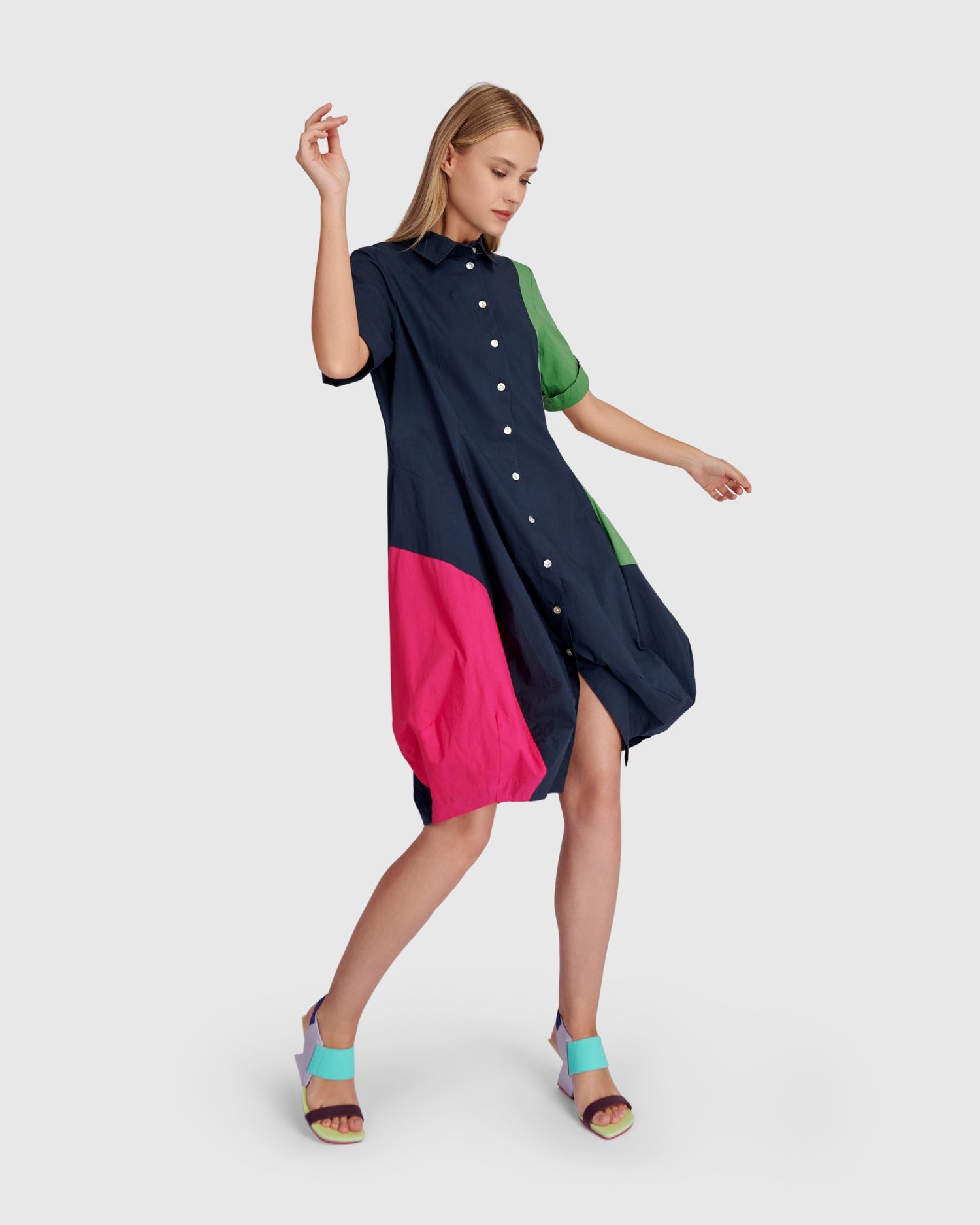 Barb Cotton Shirtdress, Navy Multi – Alembika U.S.