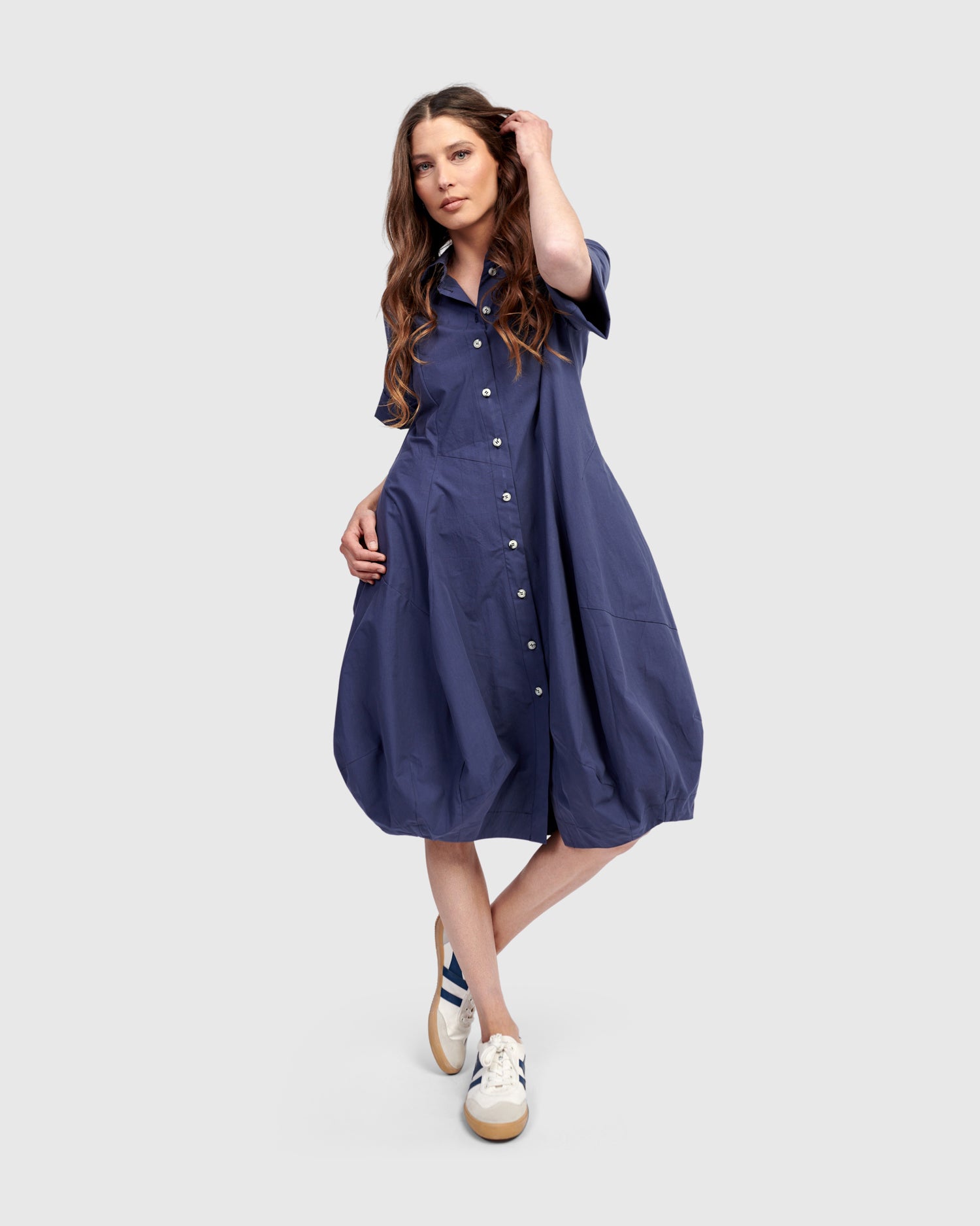 Barb Cotton Shirtdress, Navy – Alembika U.S.