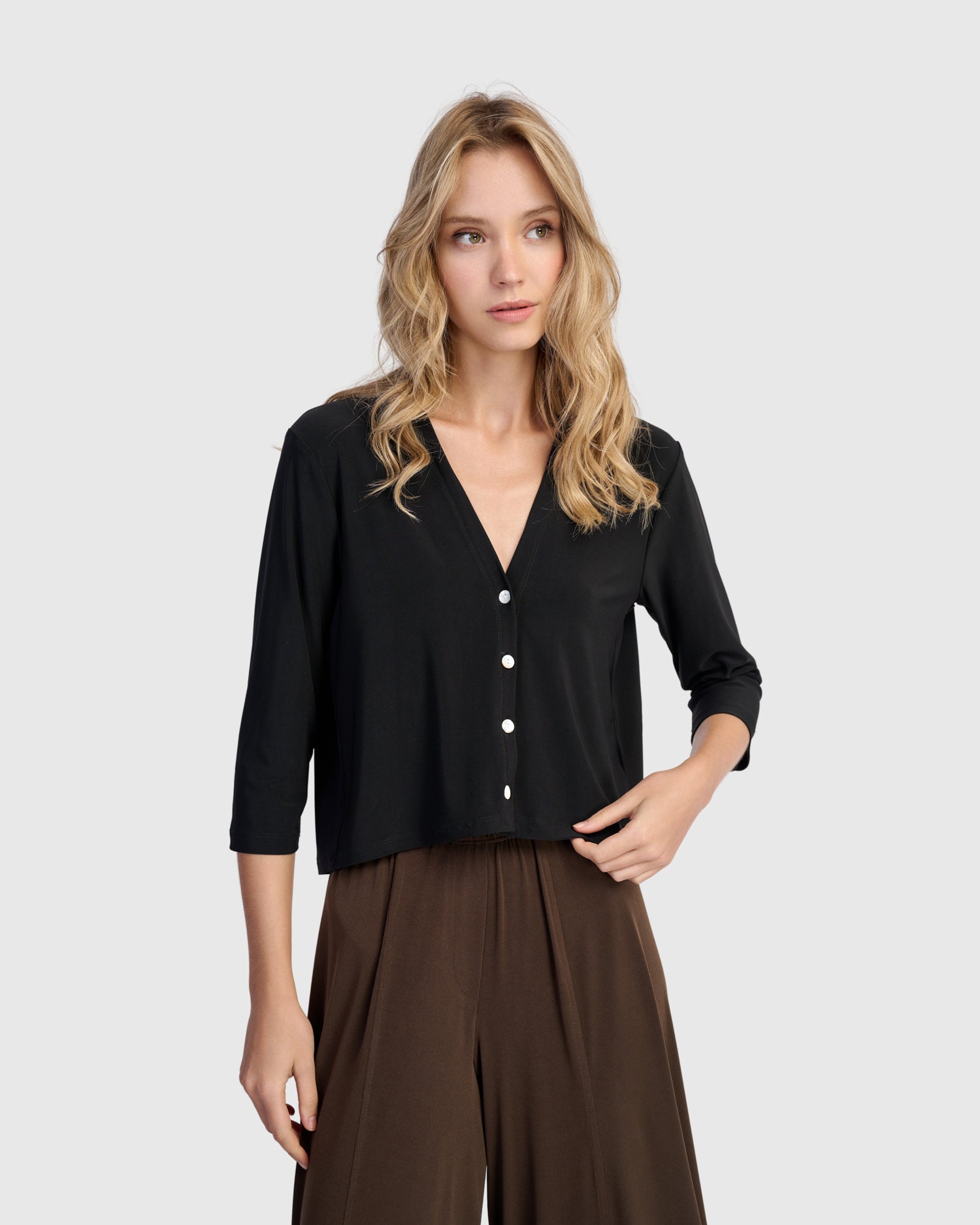 Essential Slinky Cropped Cardigan, Black – Alembika U.S.
