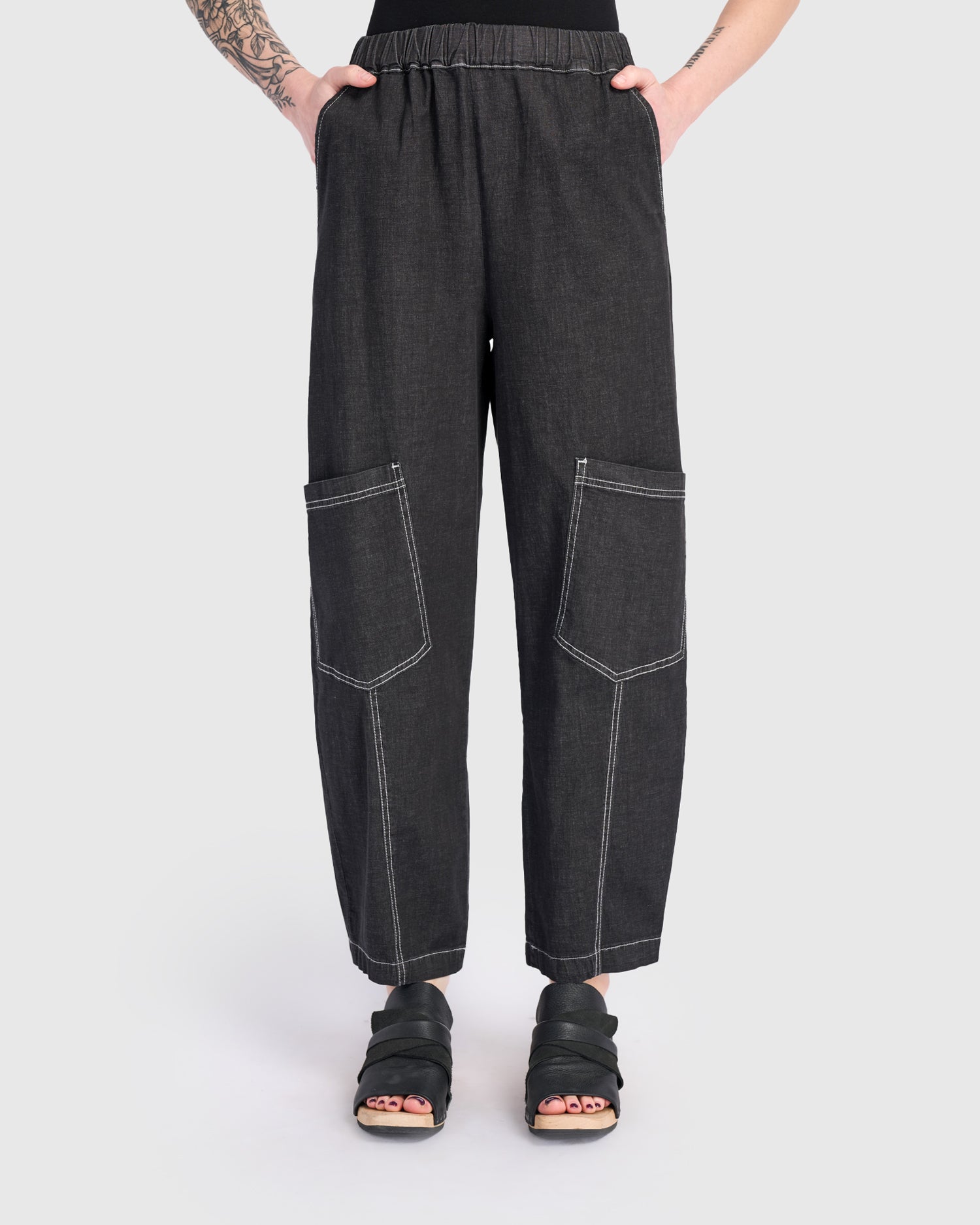 Denim Papaya Relaxed Pants, Black – Alembika U.S.