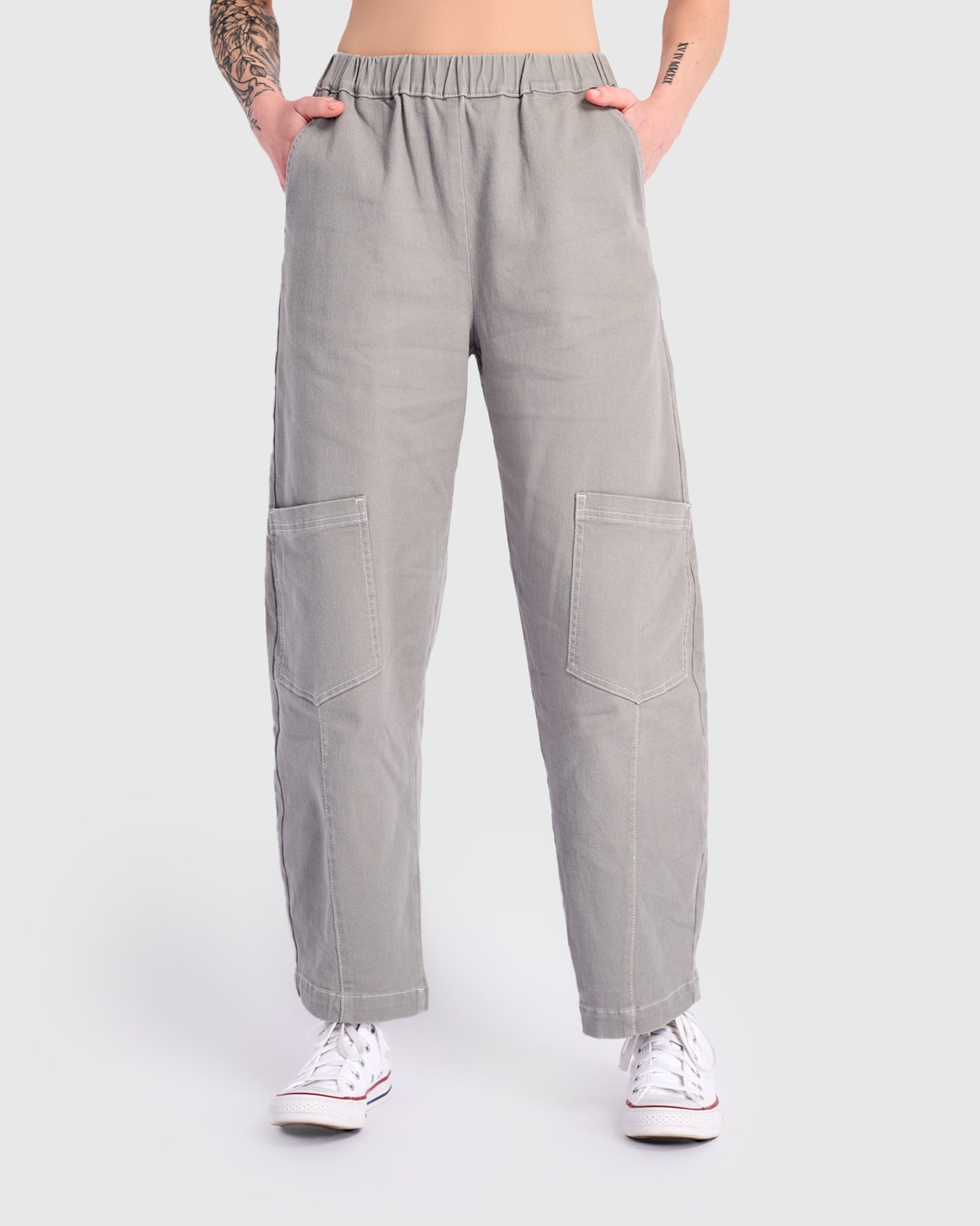 Twill Papaya Relaxed Pants, Grey – Alembika U.S.
