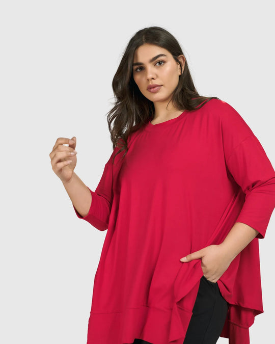 Essential Oversized Trapeze Top, Red Rose – Alembika U.S.