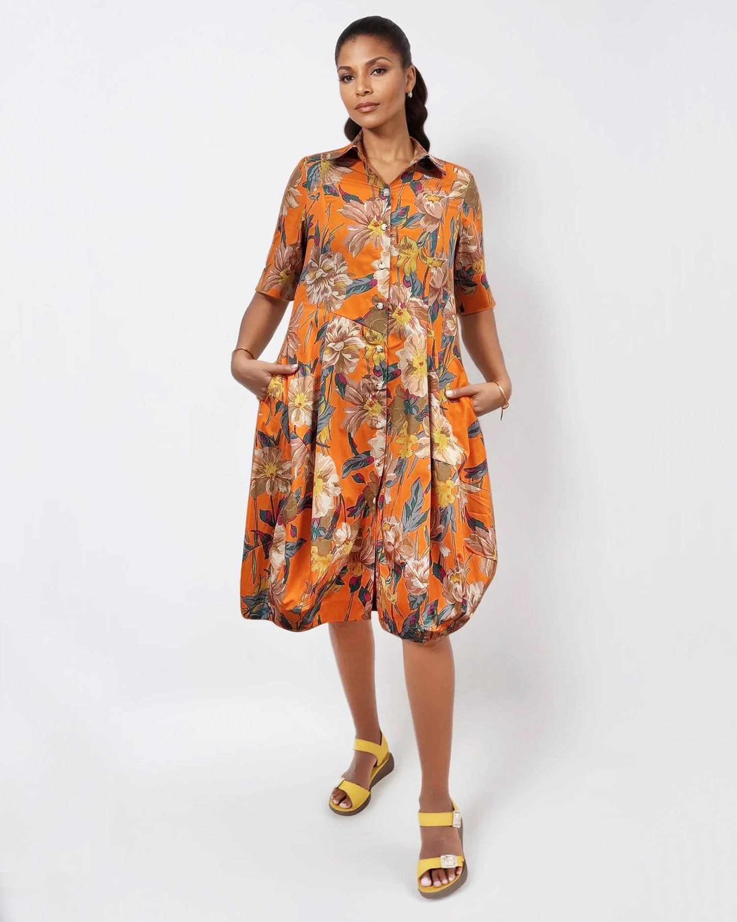 Barb Cotton Shirtdress, Garden – Alembika U.S.